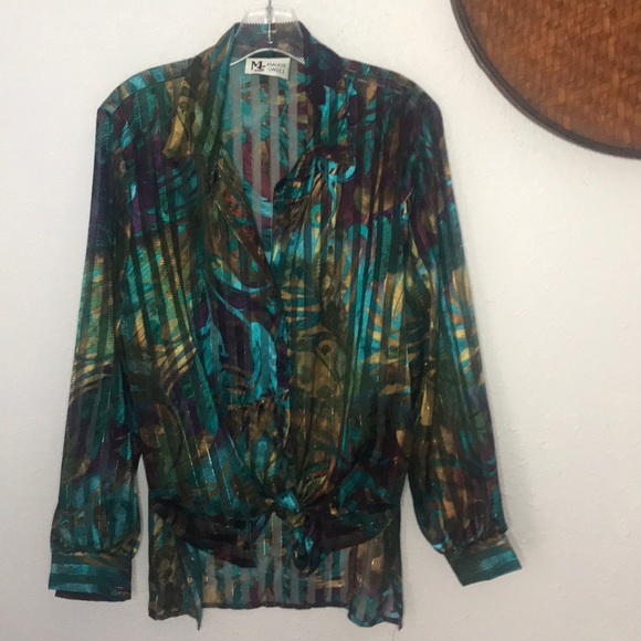 Vintage | Tops | Vtg Retro Chic Button Down Blouse | Poshmark